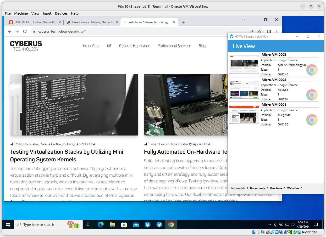 Nested Virtualization for the KVM Backend for VirtualBox — Cyberus Technology